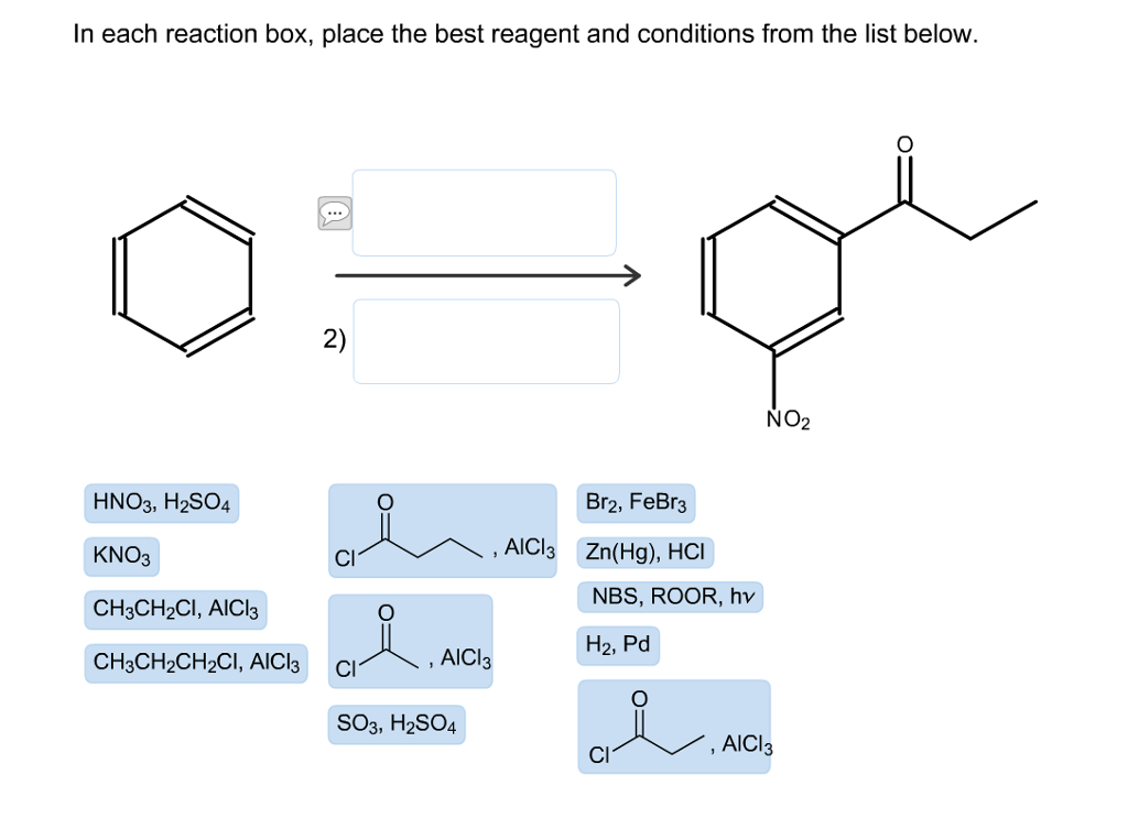 Solved In each reaction box, place the best reagent and | Chegg.com