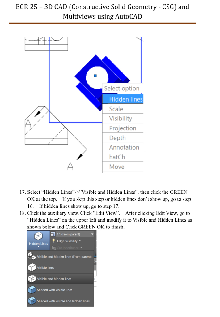 EGR 25 - 3D CAD (Constructive Solid Geometry - CSG) | Chegg.com