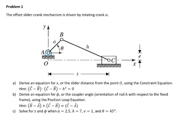 Solved The offset slider-crank mechanism is driven by | Chegg.com