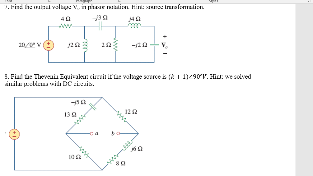 Solved Font Paragraph Styles 7. Find the output voltage Vo | Chegg.com Solved Font Paragraph Styles 7. Find the output voltage Vo | Chegg.com