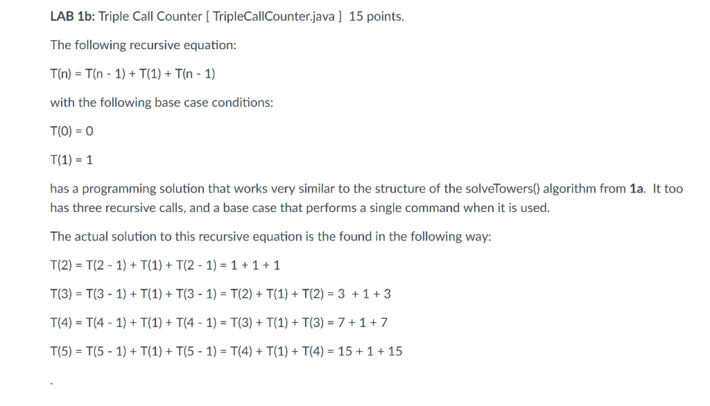 Solved LAB 1b: Triple Call Counter [ TripleCallCounter.java | Chegg.com