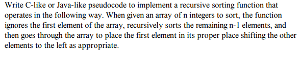 Solved Write C Like Or Java Like Pseudocode To Implement A 9727