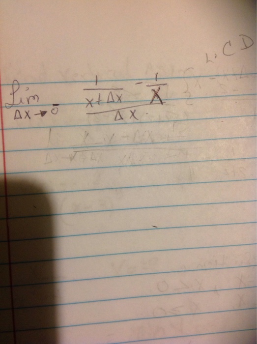 Solved Lim delta x tends to 0 1/x + delta x -1/x /delta x | Chegg.com