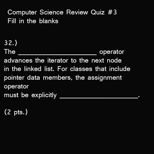 Solved Computer Science Review Quiz #3 Fill in the blanks | Chegg.com