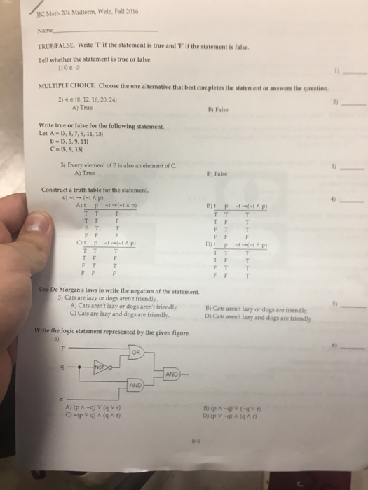 Solved Write T if the statement is true and 'F' if the | Chegg.com