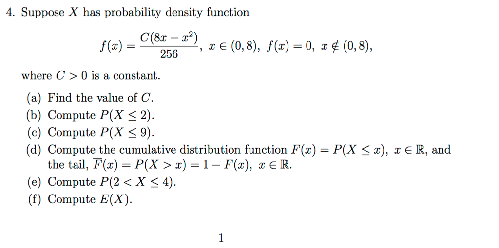 Solved Suppose X has probability density function f (x) = | Chegg.com