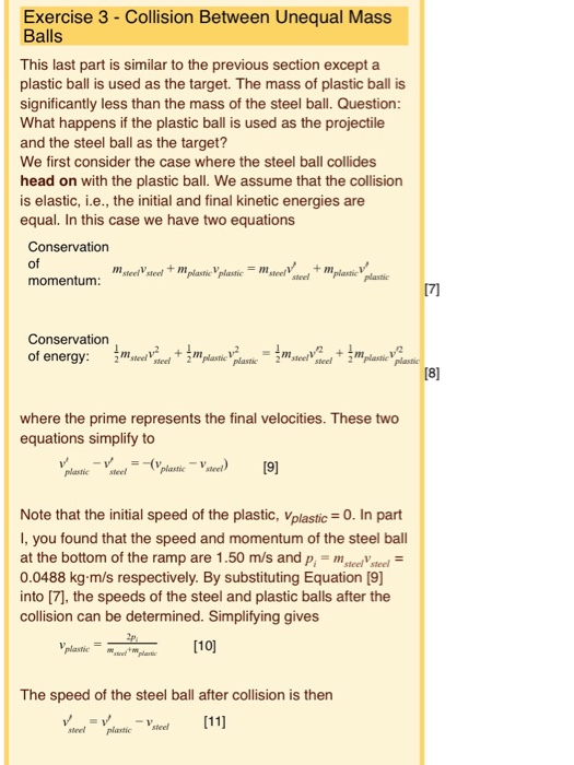 Solved Exercise 3 - Collision Between Unequal Mass Balls | Chegg.com