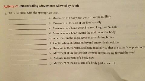 Solved Activity 1: Identifying and Classifying Joints 1. | Chegg.com