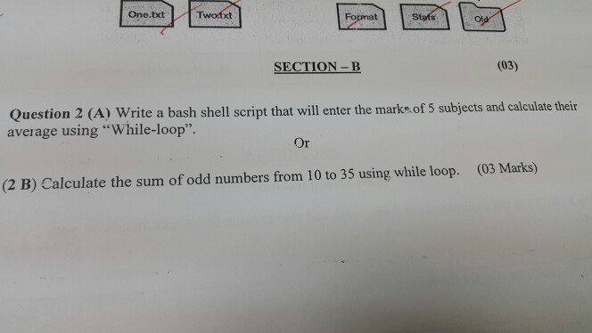 Solved Onetxtt Section B 03 Question 2 A Write A Bash 3124