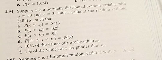 Solved E P 1324 494 Suppose X Is A Normally Distributed 2088