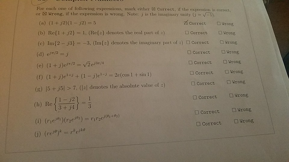 Solved For each one of following expressions, mark either & | Chegg.com