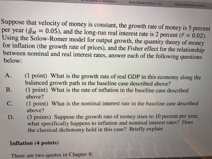 Solved The Economy in the Long-Run: The Classical Dichotomy | Chegg.com