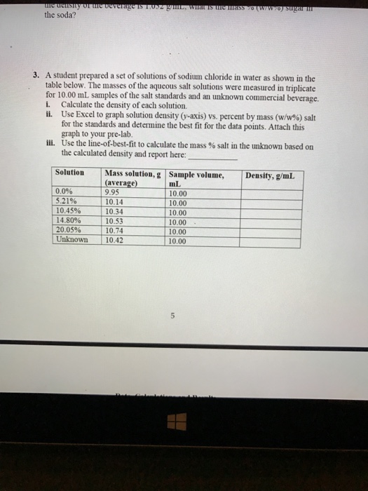 Solved Pre Lab Questions 1. a. If 6.09 g of sodium chloride | Chegg.com