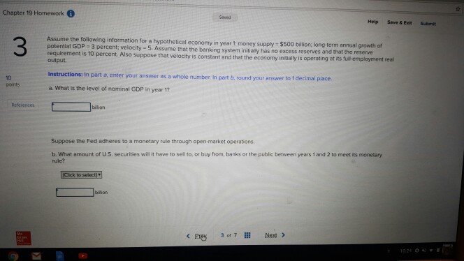Solved Chapter 19 Homework Saved Help Save& Exit Submit | Chegg.com
