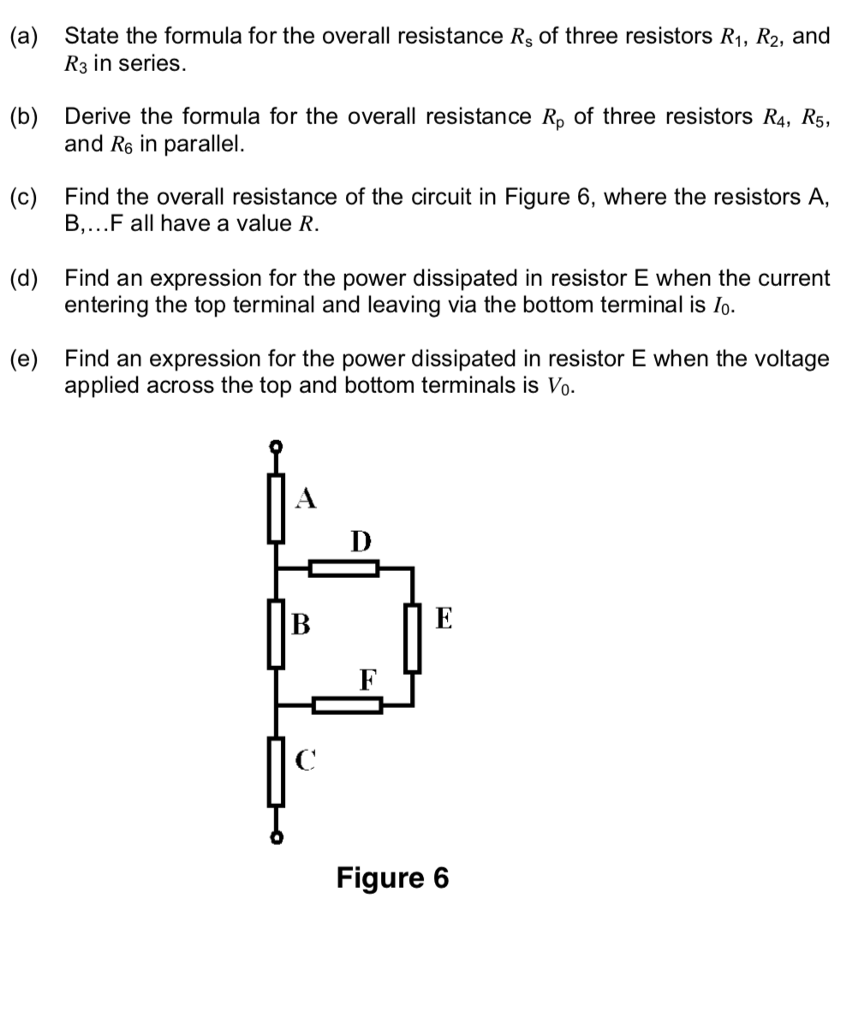 Solved (a) State the formula for the overall resistance Rs | Chegg.com