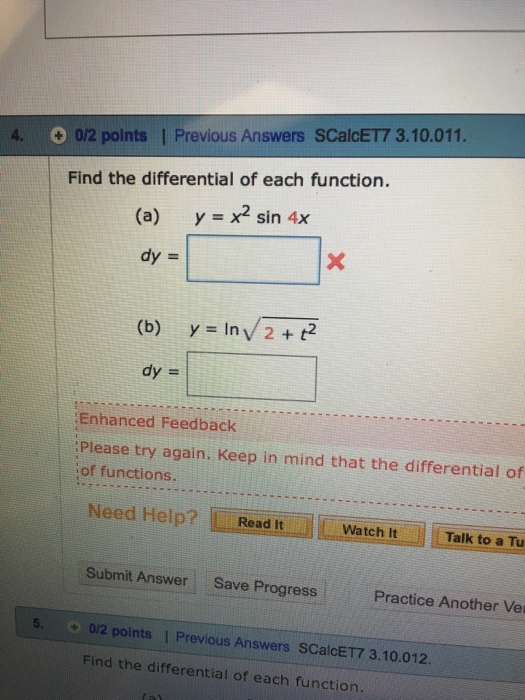 Solved Find the differential of each function. y = x^2 sin | Chegg.com