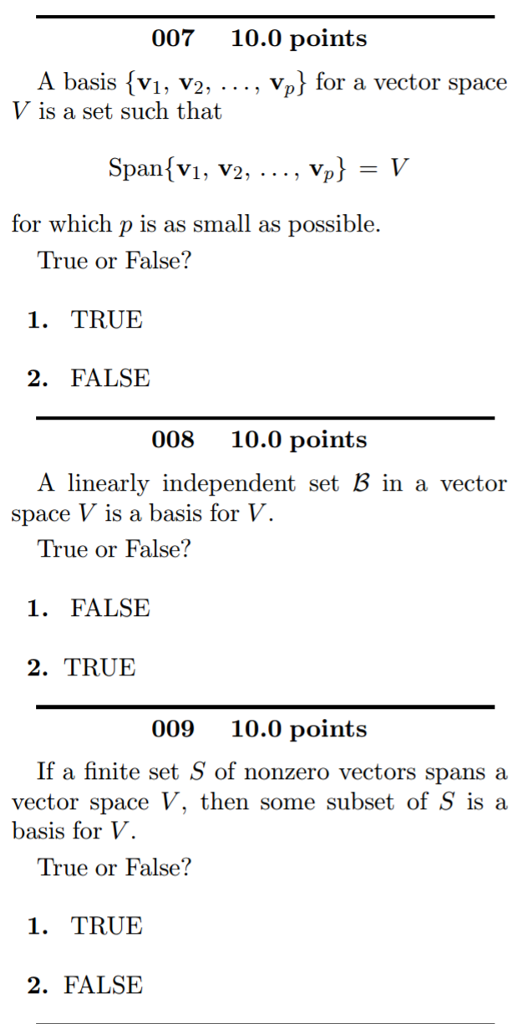 Solved A basis {v_1, V_2, ..., v_p} for a vector space V is | Chegg.com
