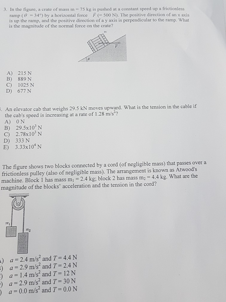Solved In the figure, a crate of mass m = 75 kg is pushed at | Chegg.com