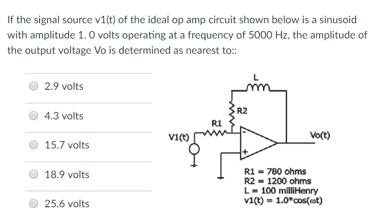 Solved If the signal source v1(t) of the ideal op amp | Chegg.com