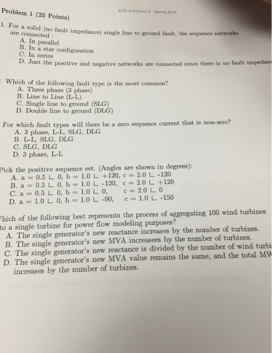 Solved For which fault types will there be a zero sequence | Chegg.com