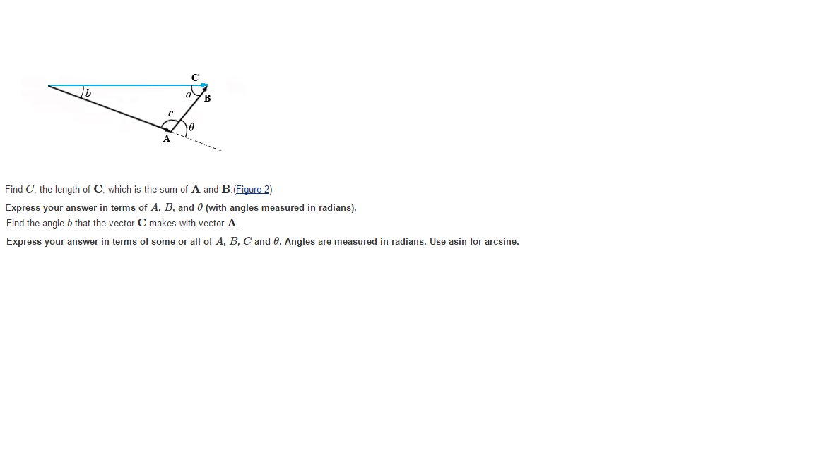 Solved Find C, the length of C, which is the sum of A and | Chegg.com