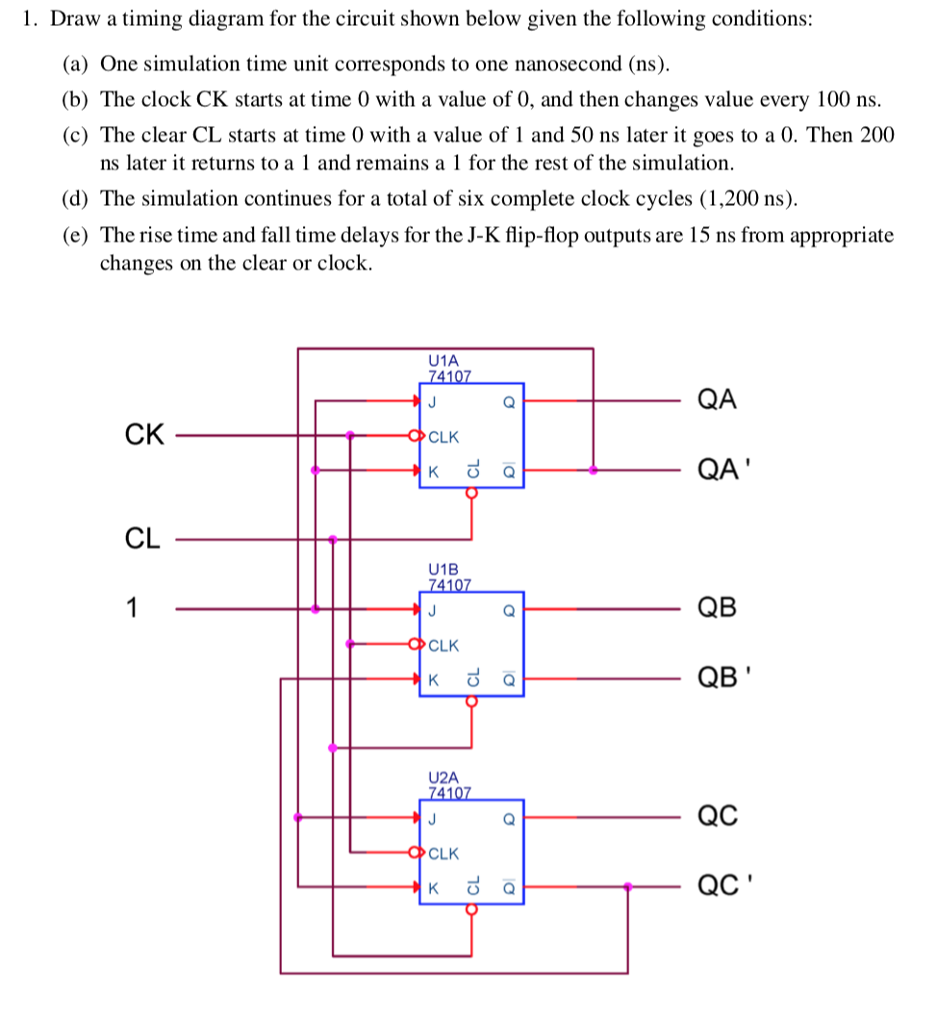 Solved 1. Draw a timing diagram for the circuit shown below | Chegg.com