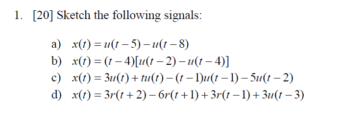 Solved Sketch The Following Signals X T U T 5 U T