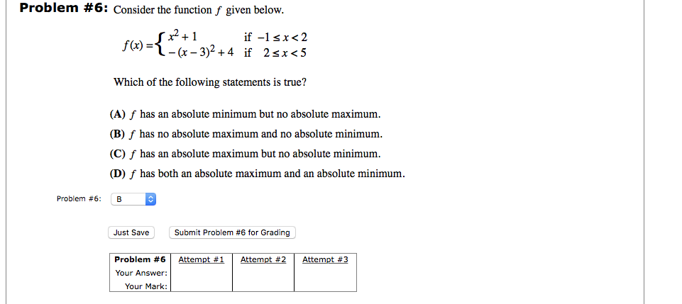 Solved Problem #6: Consider the function f given below. x2 + | Chegg.com