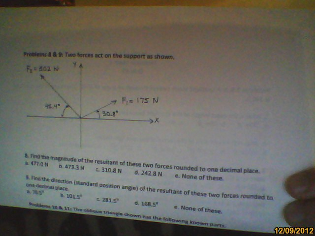 Solved Two forces act on the support as shown. Find the | Chegg.com Solved Two forces act on the support as shown. Find the | Chegg.com