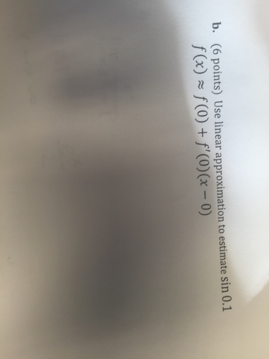 Solved Use linear approximation to estimate Sin 0.1 f(x) | Chegg.com