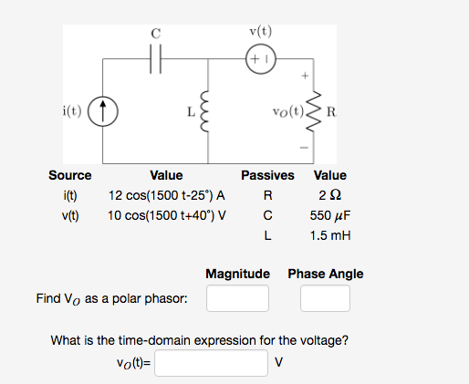 Solved What is the time-domain expression for the voltage? | Chegg.com
