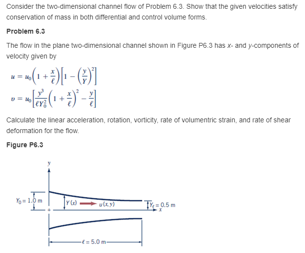 Solved Consider the two-dimensional channel flow of Problem | Chegg.com