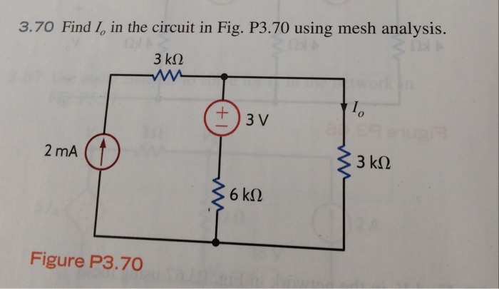 Solved Find I_o in the circuit in Fig. p3.70 using mesh | Chegg.com