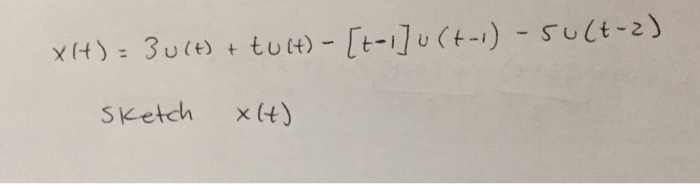 Solved Sketch x(t)x(t)= 3u(t)+tu(t)-[t-1]u(t-1)-5u(t-2)Steps | Chegg.com
