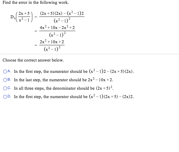 Solved Find The Error In The Following Work Choose The Chegg solved-find-the-error-in-the-following-work-choose-the-chegg
