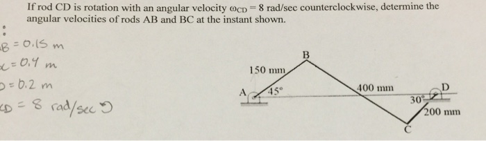 Solved If rod CD is rotation with an angular velocity | Chegg.com