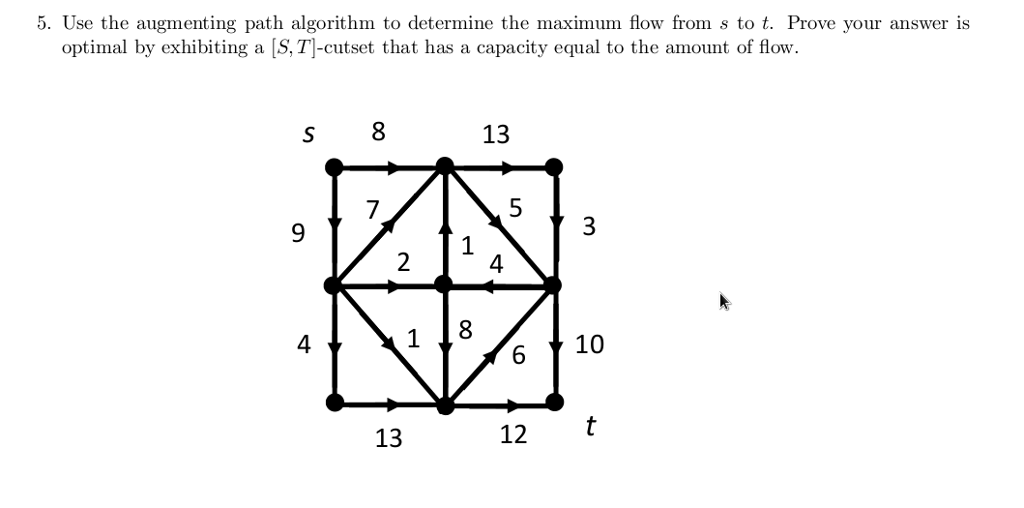 5. Use the augmenting path algorithm to determine the | Chegg.com