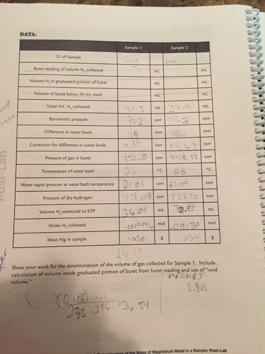 Solved Determination of the Mass of Magnesium Metal in a | Chegg.com