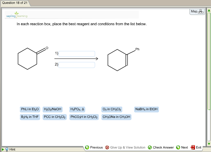 Solved Question 18 of 21 Map A pling In each reaction box, | Chegg.com