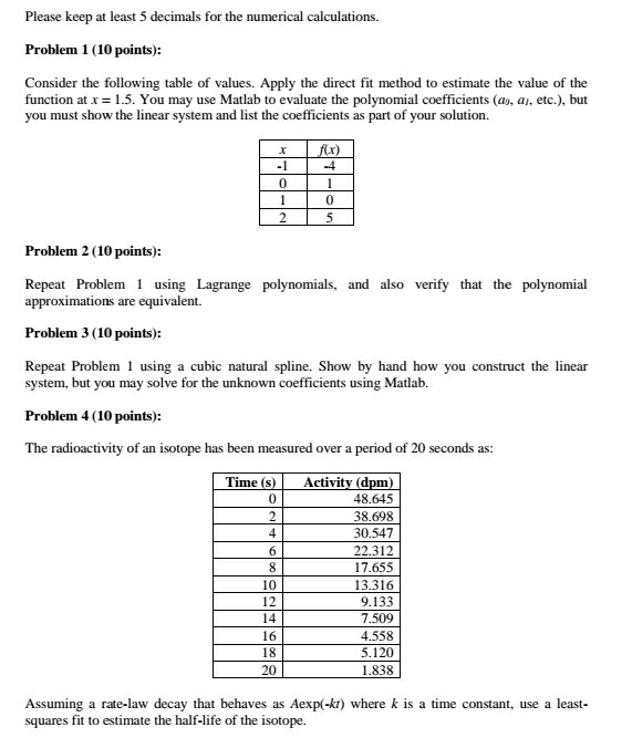 Solved Please keep at least 5 decimals for the numerical | Chegg.com