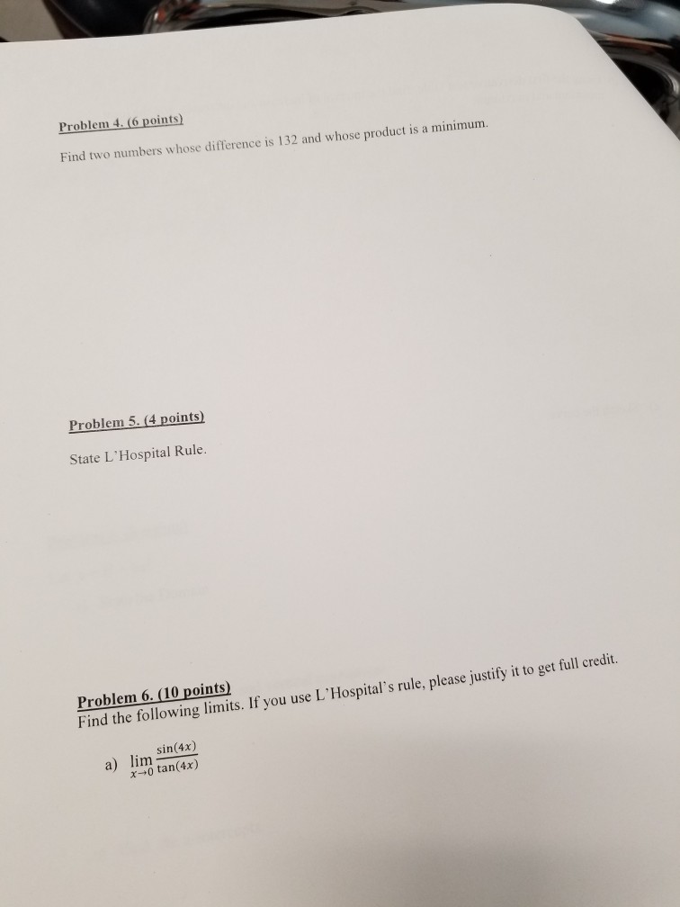 Solved Problem 4. (6 points) Find two numbers whose | Chegg.com