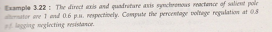 Solved Example 3.22: The direct axis and quadrature axis | Chegg.com