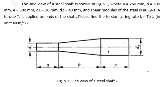 Solved The side view of a steel shaft is shown in Fig 5.1, | Chegg.com