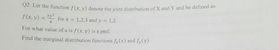 Solved Let the function f (x, y) denote the joint | Chegg.com