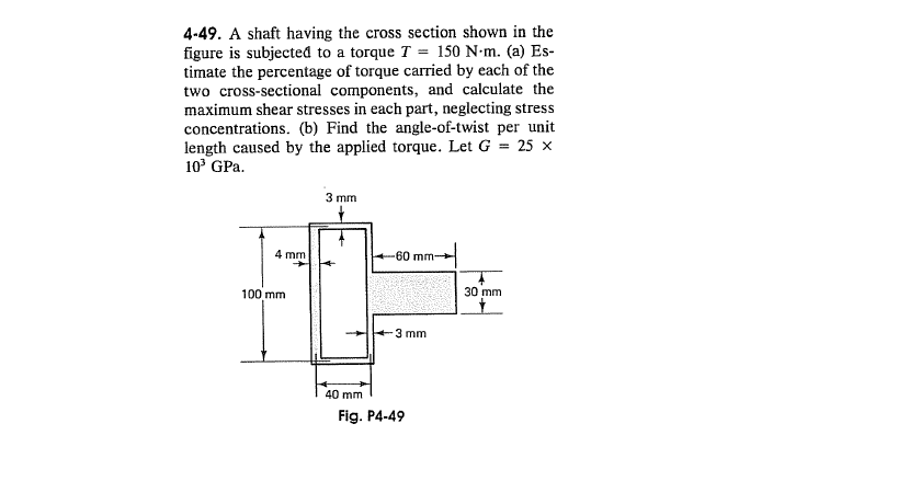 Solved A shaft having the cross section shown in the figure | Chegg.com
