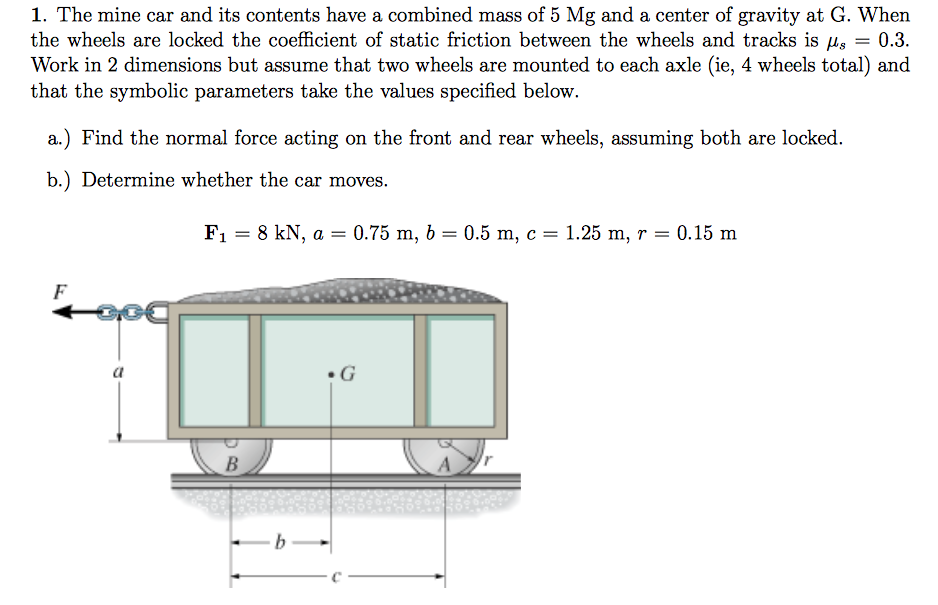 Solved The mine car and its contents have a combined mass of | Chegg.com