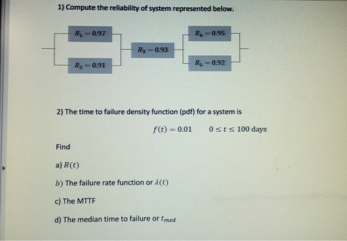 Solved Compute the reliability of system represented below. | Chegg.com