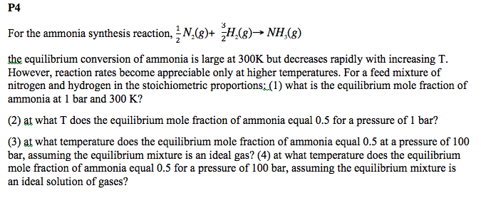 For the ammonia synthesis reaction, 1/2 N_2(g) + 3/2 | Chegg.com