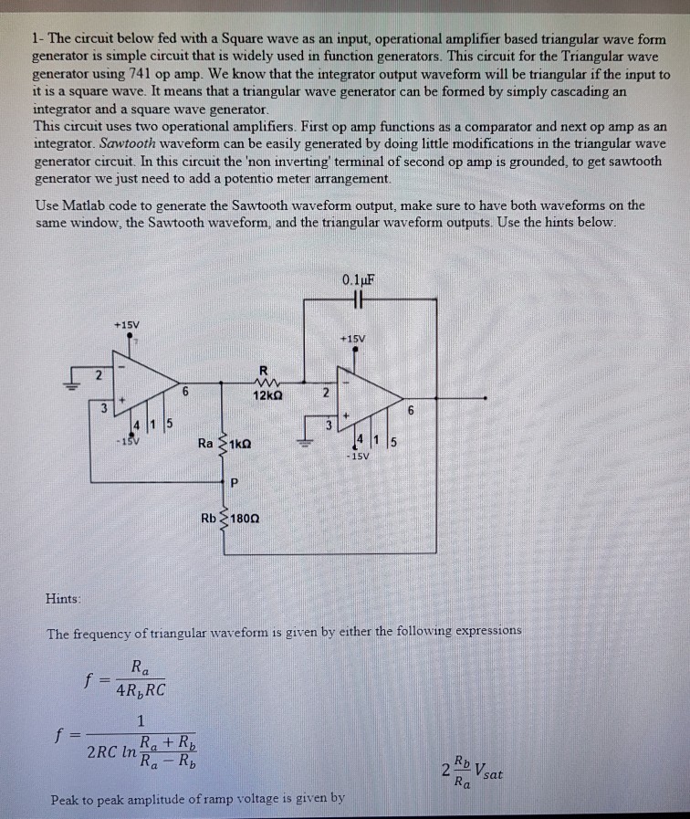 1- The circuit below fed with a Square wave as an | Chegg.com