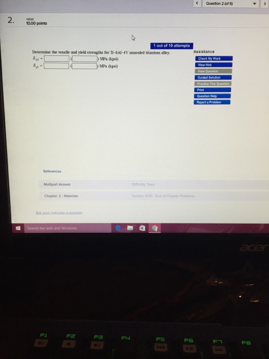 Solved Determine the tensile and yield strengths for | Chegg.com